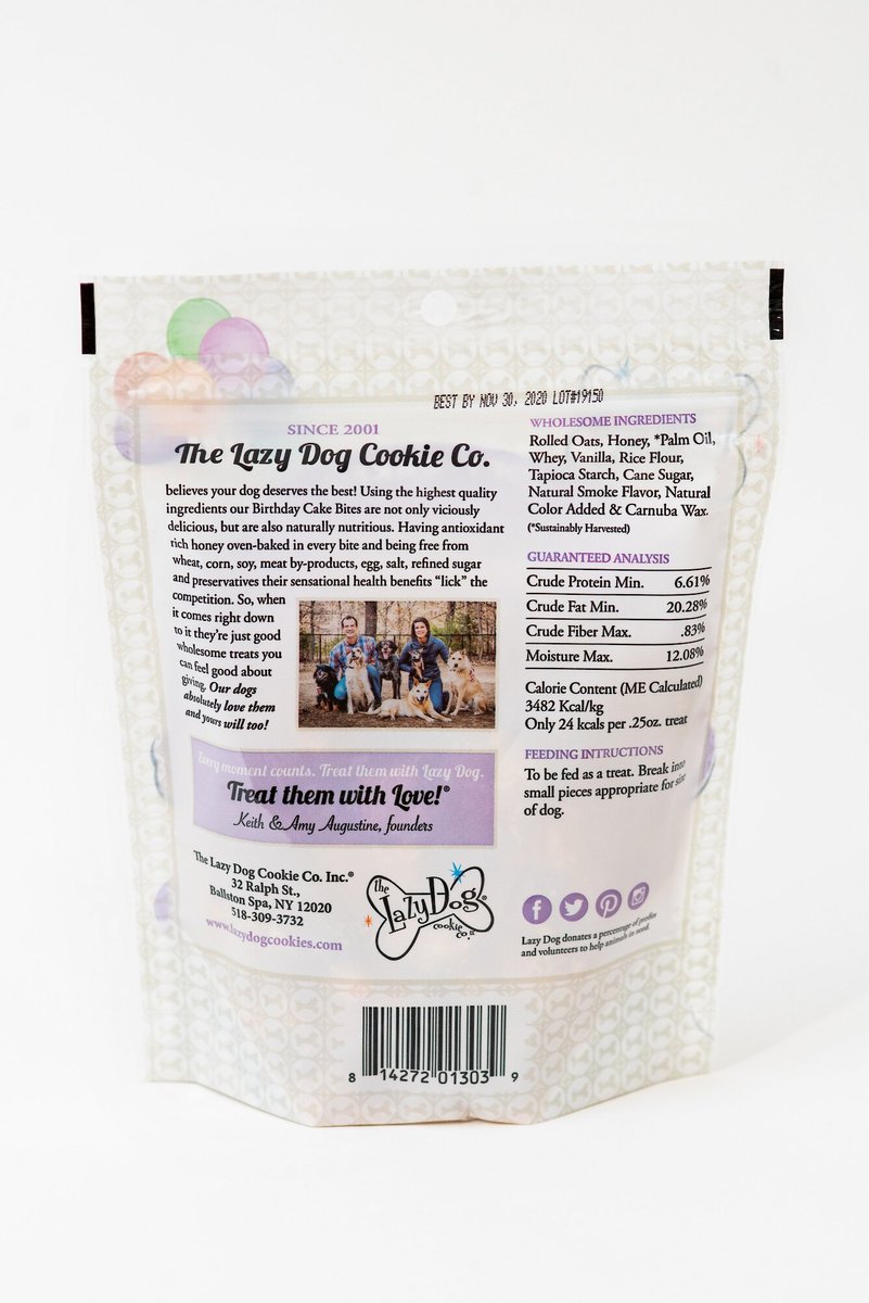 THE LAZY DOG COOKIE CO. Birthday Cake Bites Dog Treats, 5-oz bag ...