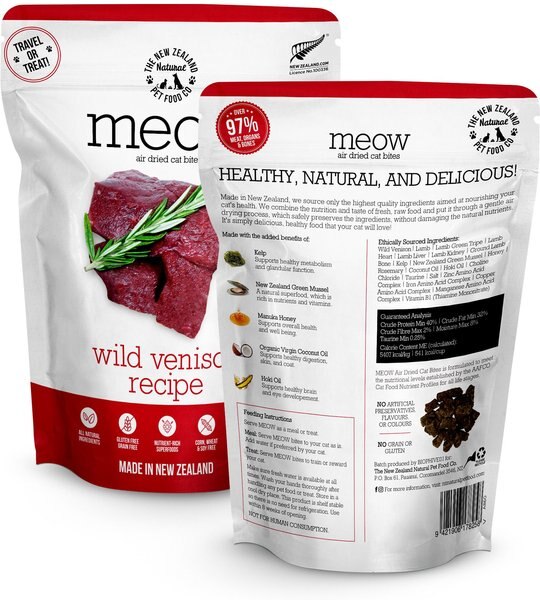 THE NEW ZEALAND NATURAL PET FOOD CO. Meow Venison Air Dried Cat Food, 3 ...