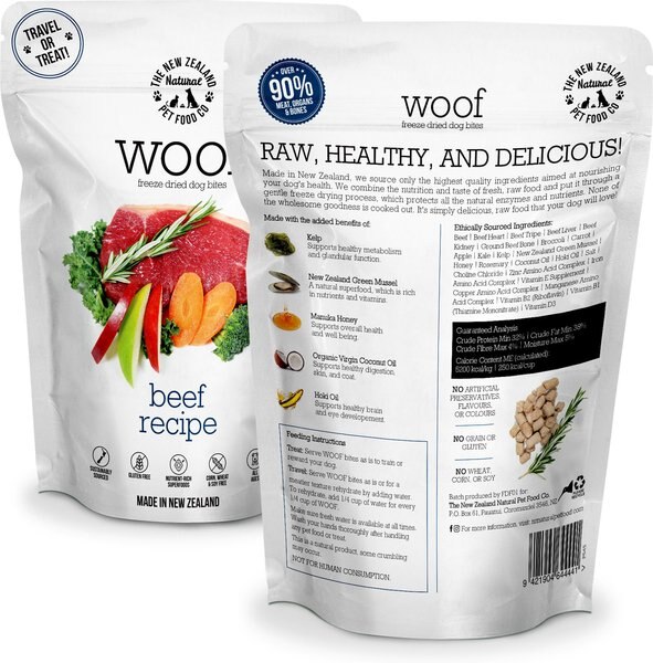 THE NEW ZEALAND NATURAL PET FOOD CO. Woof Beef Recipe Grain-Free Freeze ...