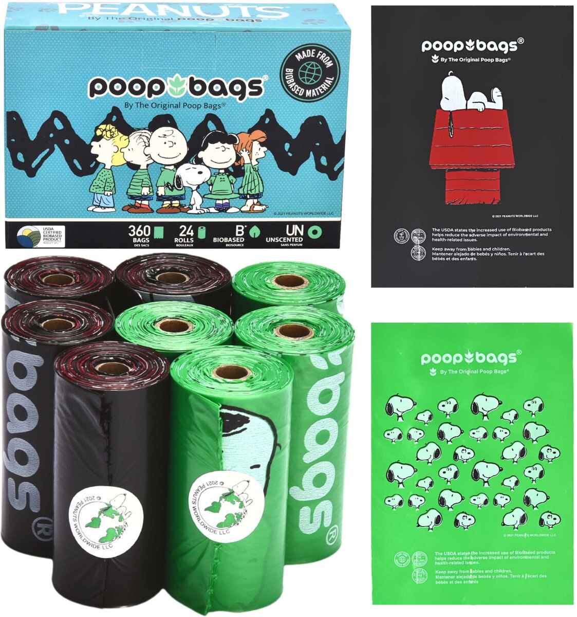 THE ORIGINAL POOP BAGS Peanuts USDA Biobased Dog Poop Bags, 360 count ...