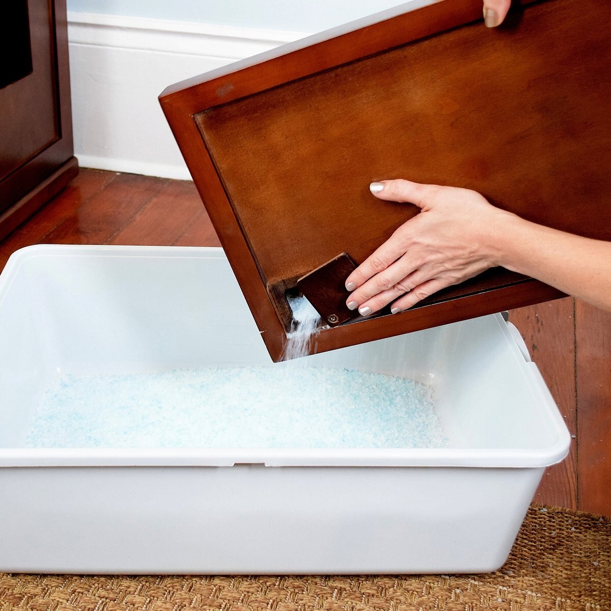 THE REFINED FELINE Cat Litter Box Litter Catch, Mahogany - Chewy.com