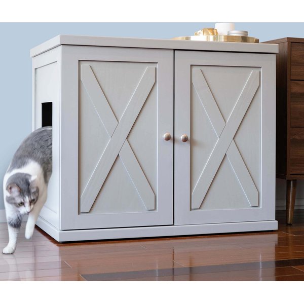 THE REFINED FELINE Cottage Deluxe Cat Litter Box, Smoke, X-Large ...