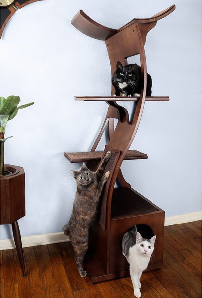THE REFINED FELINE Lotus 69-in Cat Tree, Mahogany - Chewy.com