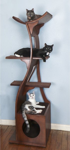 THE REFINED FELINE Lotus 69-in Cat Tree, Mahogany - Chewy.com