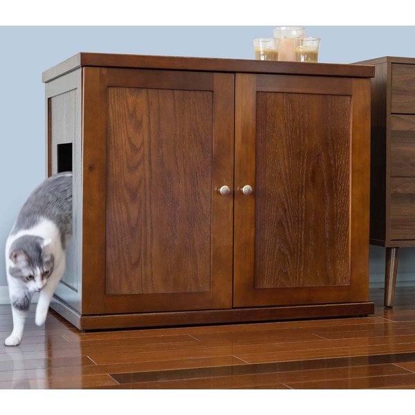 THE REFINED FELINE Refined Deluxe Cat Litter Box, Mahogany, X-Large ...