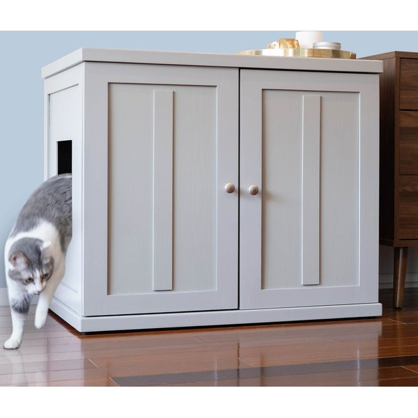 THE REFINED FELINE Cottage Deluxe Cat Litter Box, Smoke, X-Large ...