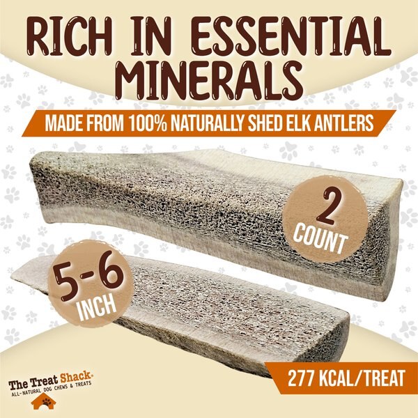 THE TREAT SHACK Split Naturally Shed 5 to 6-in Elk Antler Dog Treats ...
