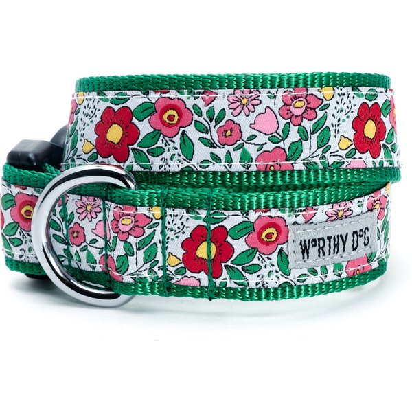 THE WORTHY DOG Spring Garden Dog Collar, Coral, X-Large: 17 to 23-in ...