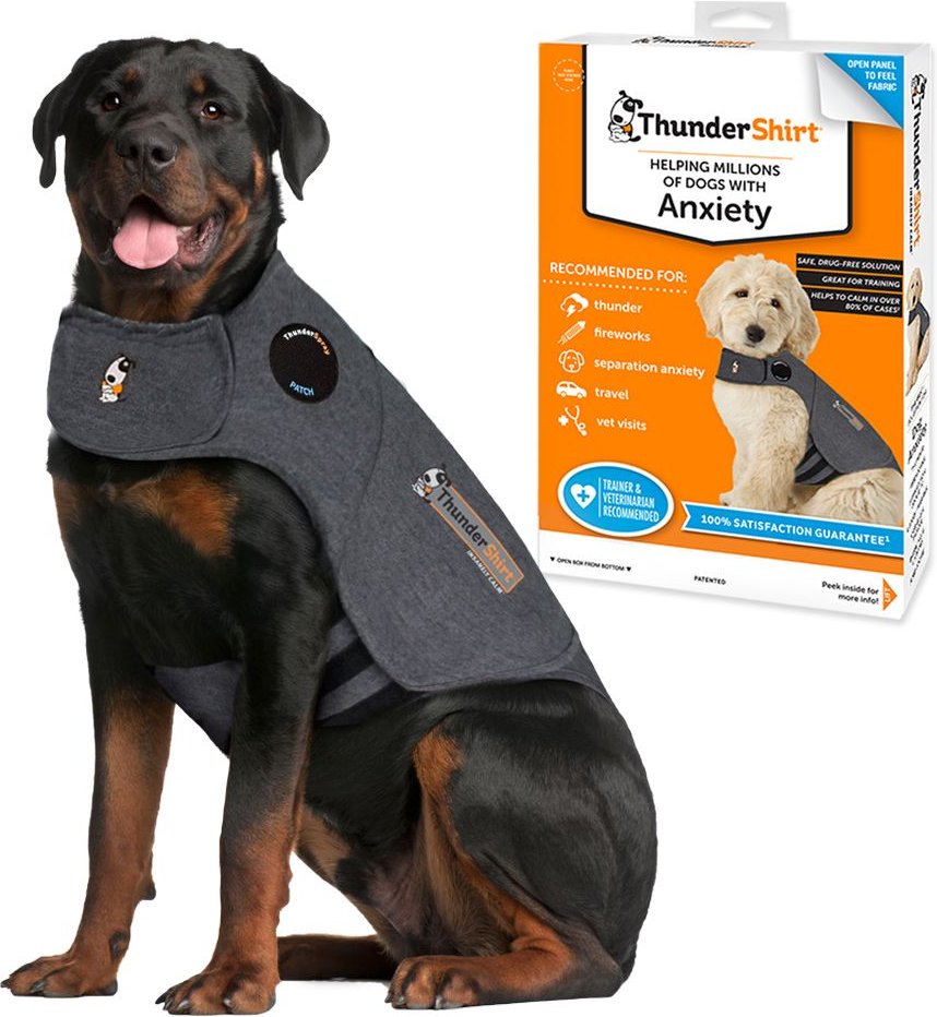 THUNDERSHIRT Classic Anxiety & Calming Vest for Dogs, Heather Grey, XX ...