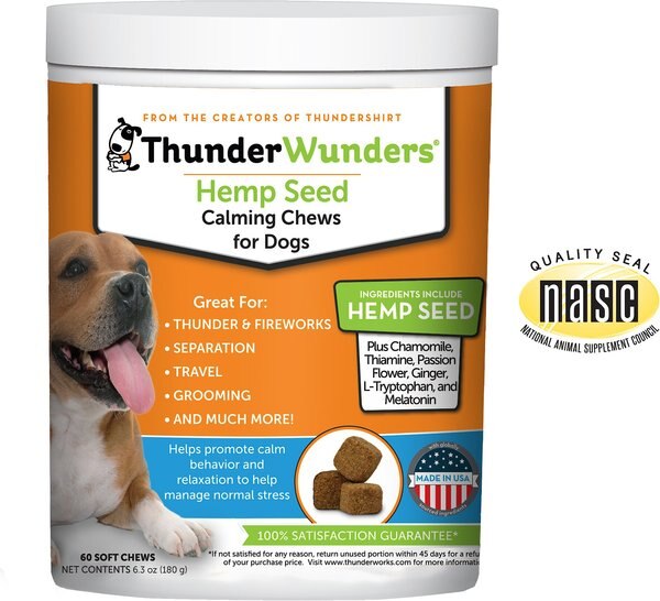 THUNDERWUNDERS Hemp Calming Dog Chews, 60 Count - Chewy.com