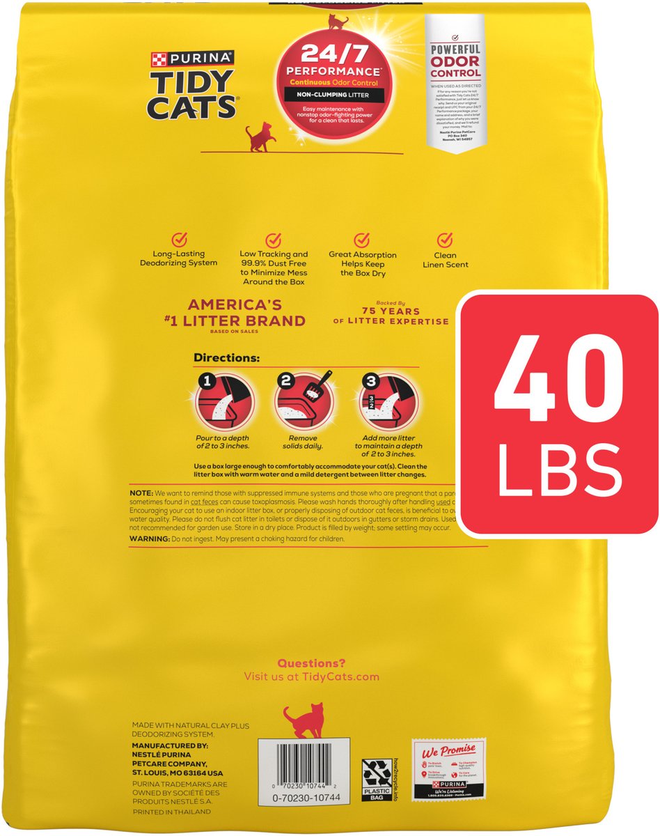 TIDY CATS 24/7 Performance Scented Non-Clumping Clay Cat Litter, 40-lb ...