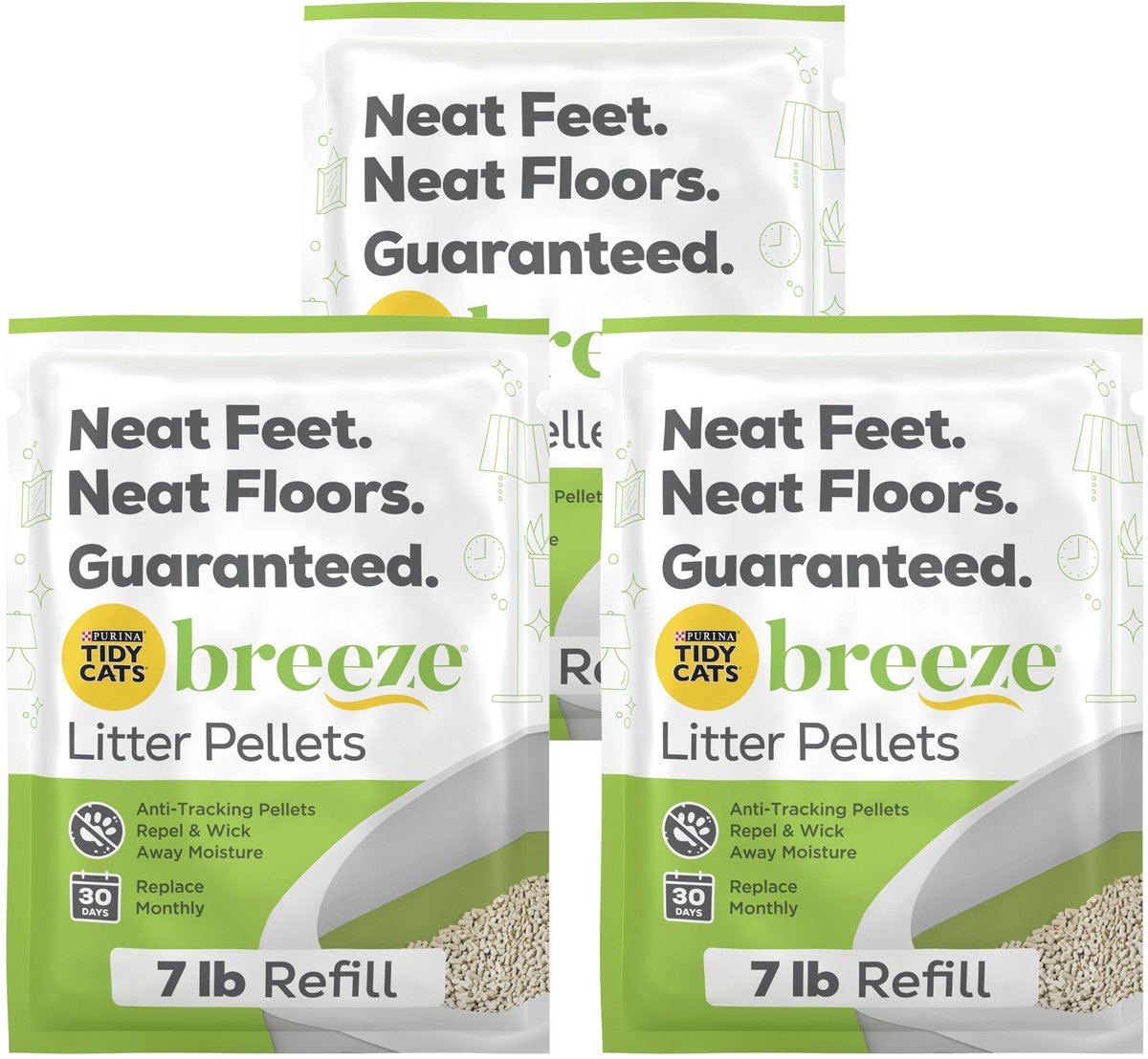 TIDY CATS Breeze Unscented Cat Litter Pellets, 7-lb bag, bundle of 3 ...
