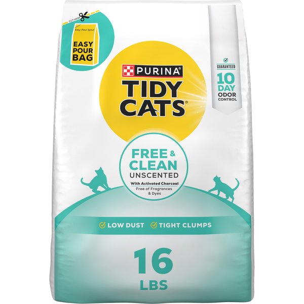 TIDY CATS Free & Clean Unscented Clumping Clay Cat Litter, 16-lb bag ...