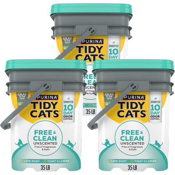 TIDY CATS Free & Clean Unscented Clumping Clay Cat Litter, 35-lb pail ...