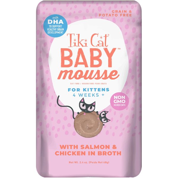 TIKI CAT Baby Mousse with Salmon & Chicken Liver in Broth Grain-Free ...