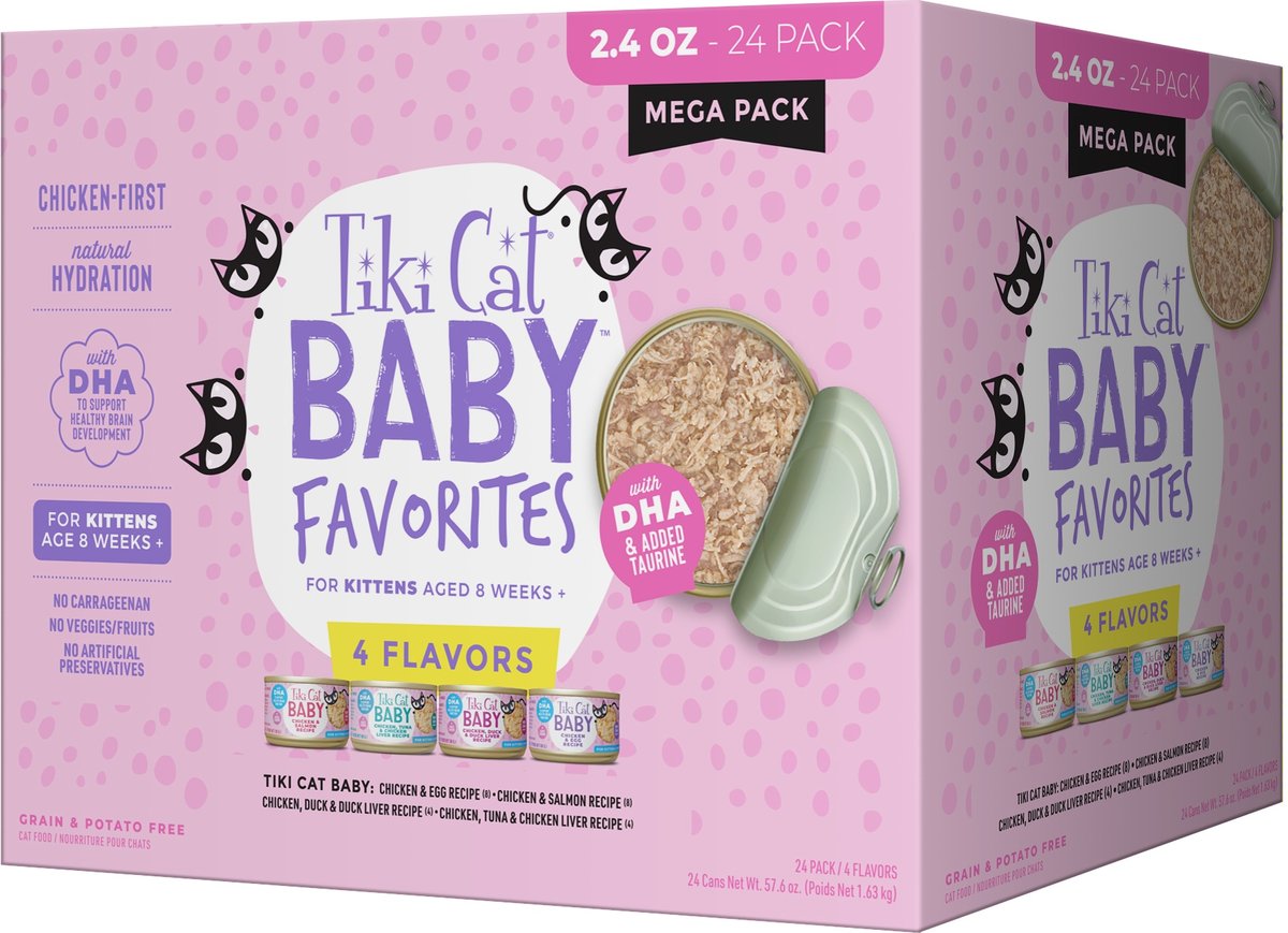 TIKI CAT Baby Whole Foods Variety Pack Grain-Free Wet Kitten Food, 2.4 ...