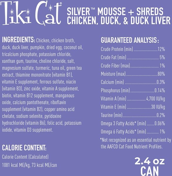 TIKI CAT Silver Chicken, Duck & Duck Liver Grain-Free Wet Cat Food, 2.4 ...