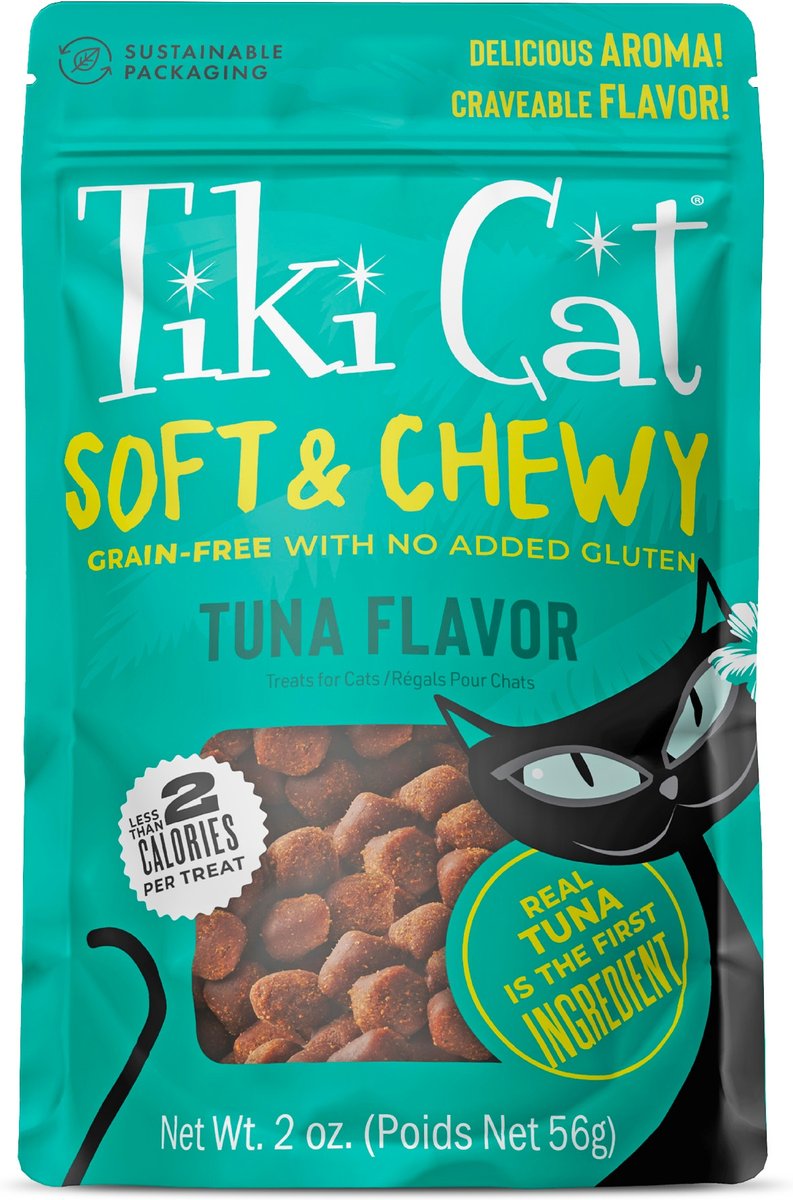 TIKI CAT Soft & Chewy Tuna Flavor Grain-Free Cat Treats, 2-oz pouch ...