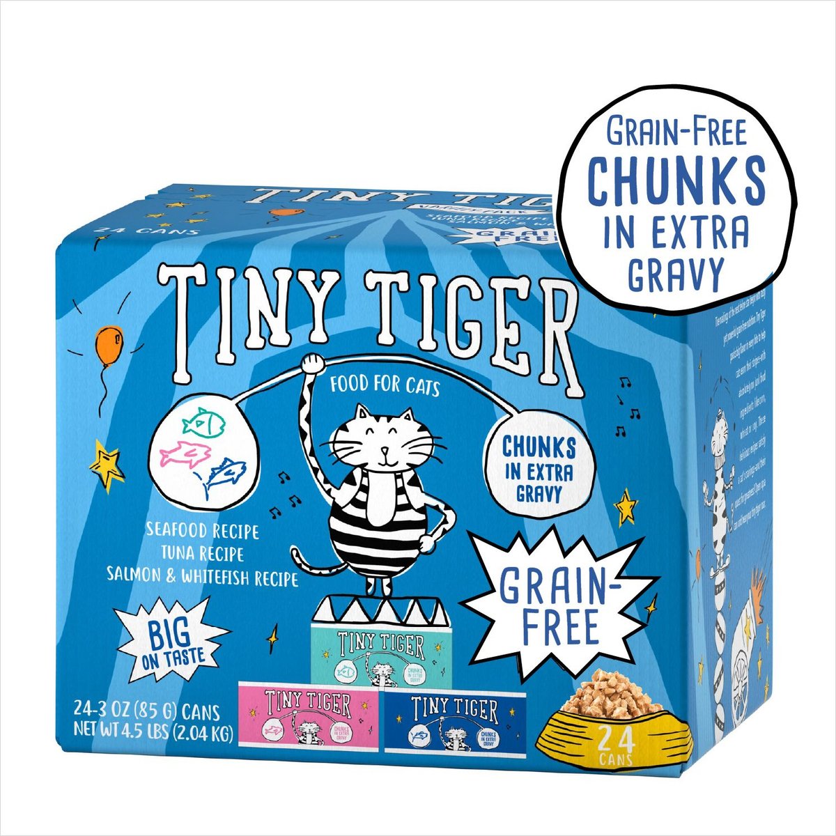 TINY TIGER Grain-Free Chunks in EXTRA Gravy Seafood Recipes Variety ...