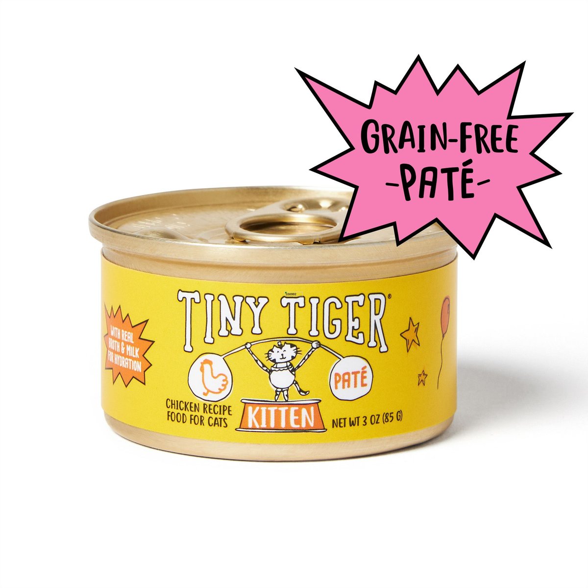 TINY TIGER Kitten Pate Chicken Recipe Grain-Free Canned Cat Food, 3-oz ...