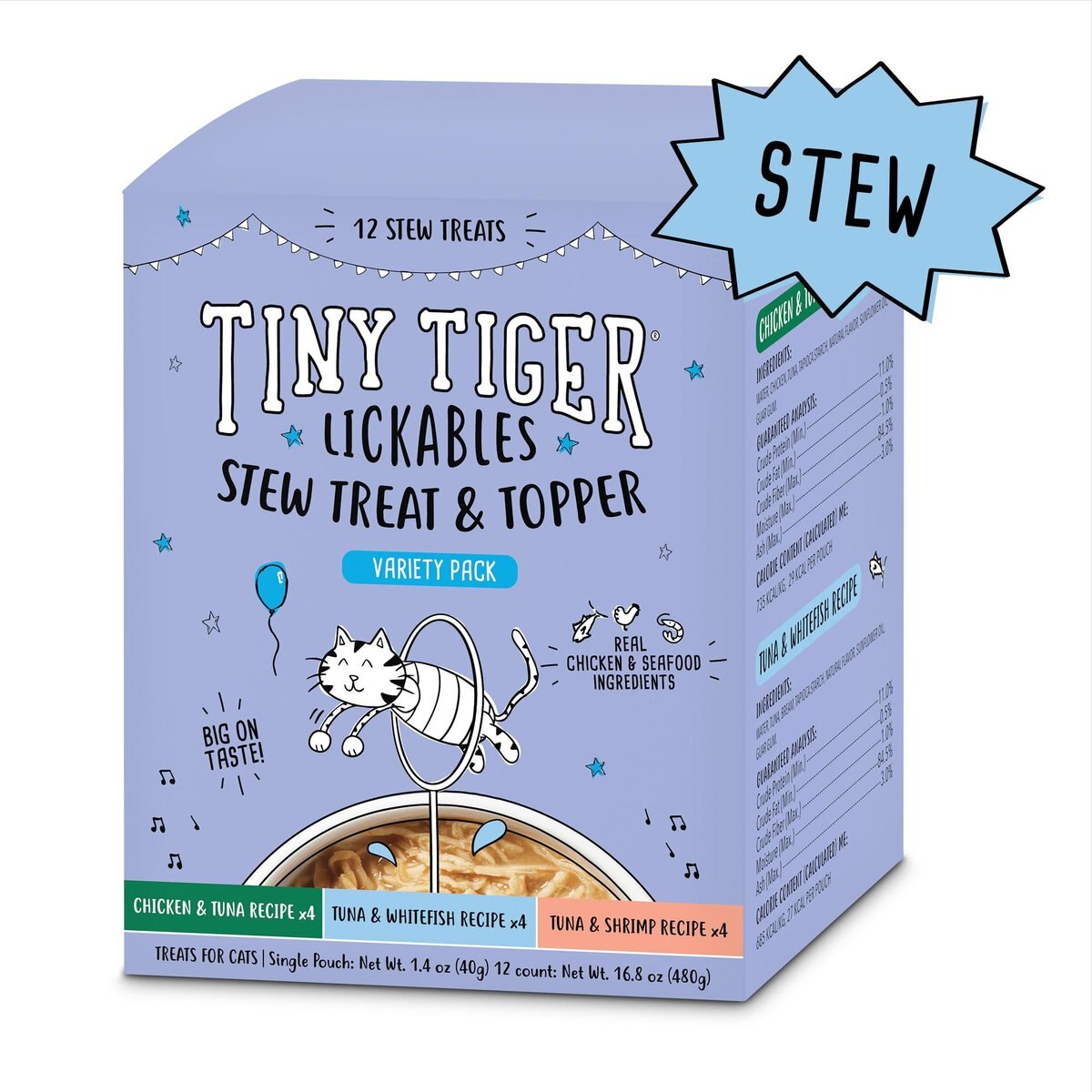 TINY TIGER Lickables Stew Variety Pack Cat Treat & Topper, 1.4-oz pouch ...