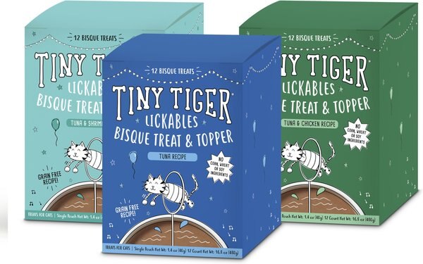 TINY TIGER Lickables Bisque Tuna Recipe Cat Treat & Topper, 1.4-oz ...