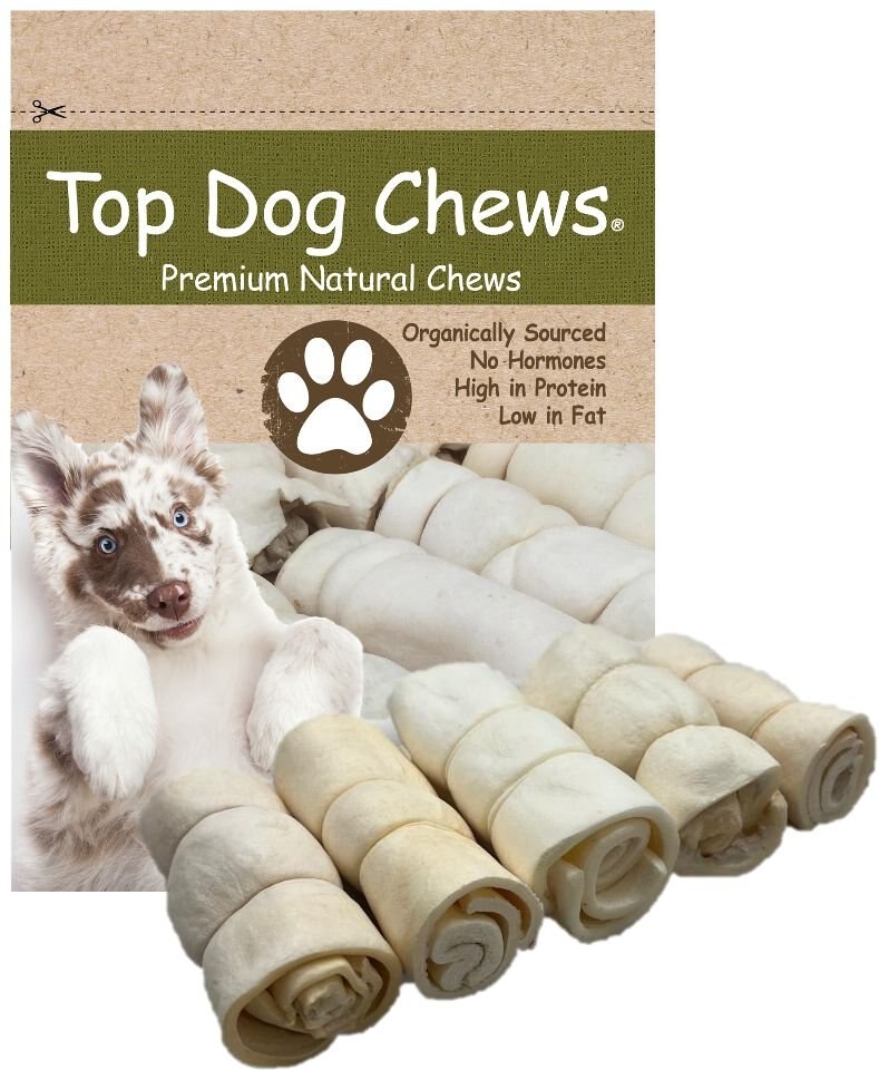 TOP DOG CHEWS Buffalo Beef Cheek Rolls Dog Treat, 5 count, 5 - 6 inches ...