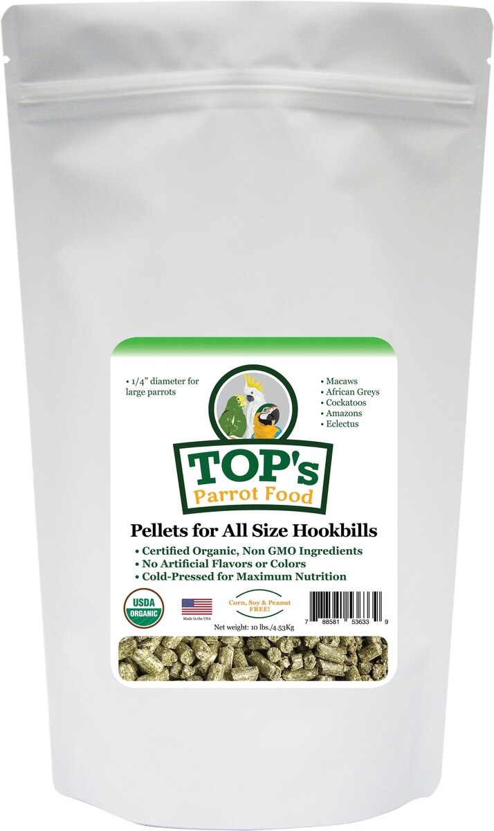 TOP'S PARROT FOOD Organic Pellets Bird Food, 10-lb bag - Chewy.com