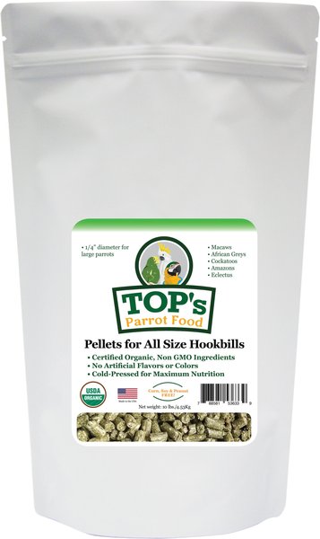 TOP'S PARROT FOOD Organic Pellets Bird Food, 10-lb bag - Chewy.com