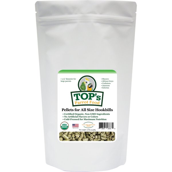 TOP'S PARROT FOOD Organic Pellets Bird Food, 10-lb bag - Chewy.com