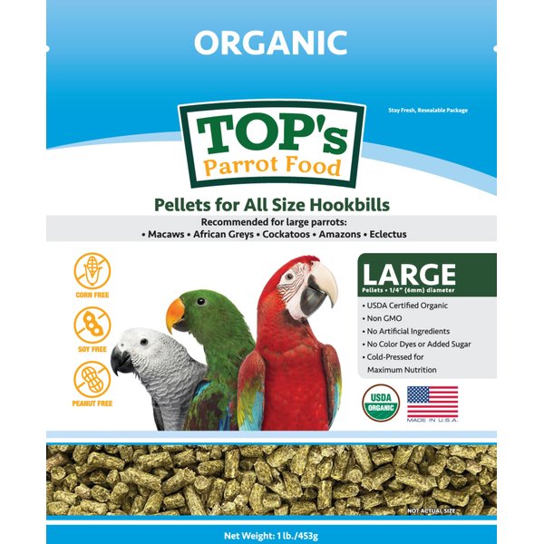 TOP'S PARROT FOOD Organic Mini Pellets Bird Food, 1-lb bag - Chewy.com