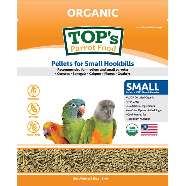 TOP'S PARROT FOOD Organic Mini Pellets Bird Food, 4-lb bag - Chewy.com
