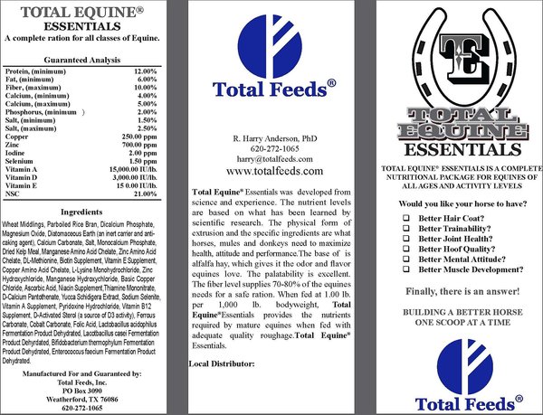 TOTAL FEEDS Total Equine Essentials Horse Feed, 30-lb bag - Chewy.com