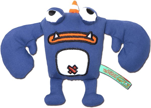 TOUCHDOG Cartoon Crabby Tooth Monster Plush Dog Toy, Blue - Chewy.com