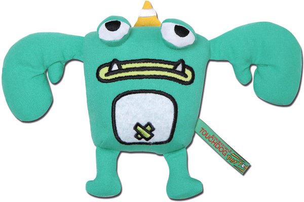 TOUCHDOG Cartoon Crabby Tooth Monster Plush Dog Toy, Green - Chewy.com