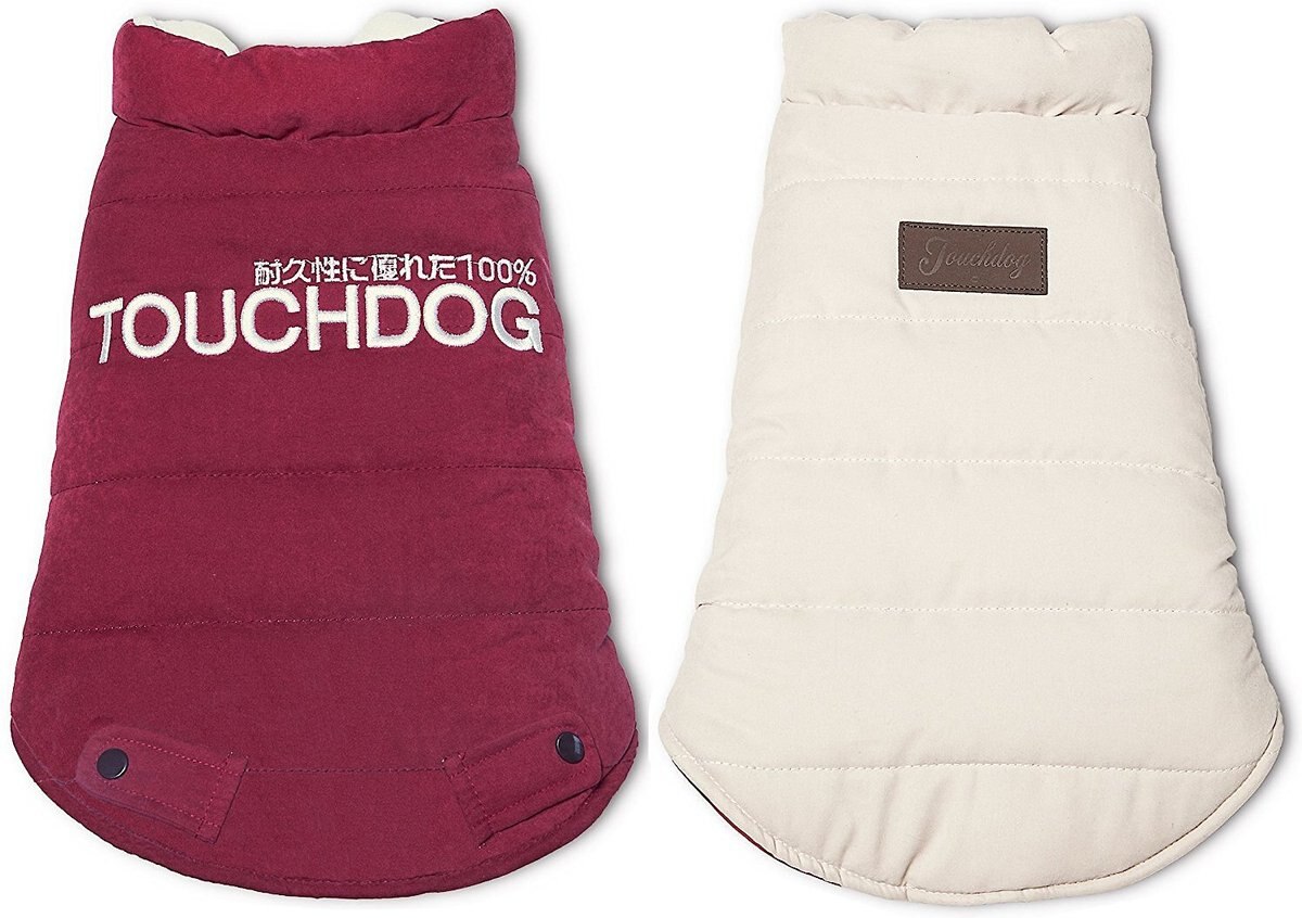 TOUCHDOG Waggin Swag Reversible Dog Coat, Pink/White, Medium - Chewy.com