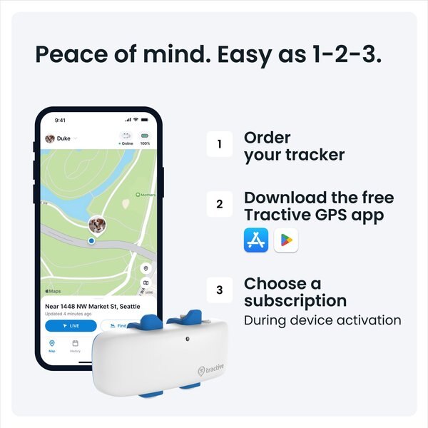 Discontinued - TRACTIVE Dog GPS Tracker with Activity Monitoring, Fits any Collar, Midnight Blue ...