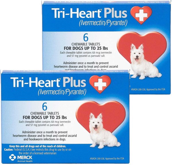 TRI-HEART PLUS Chewable Tablet for Dogs, up to 25 lbs, (Blue Box ...
