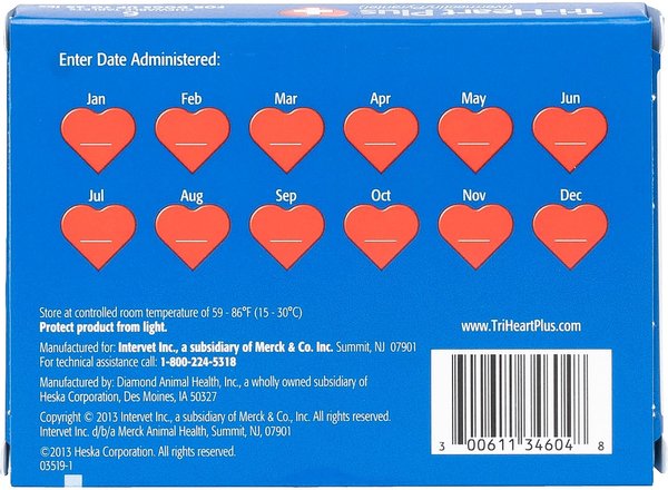 TRI-HEART PLUS Chewable Tablet for Dogs, up to 25 lbs, (Blue Box ...
