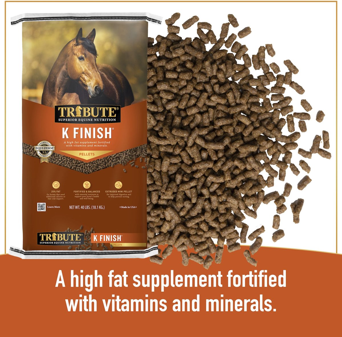 TRIBUTE EQUINE NUTRITION K Finish High Fat Horse Feed, 40-lb bag ...