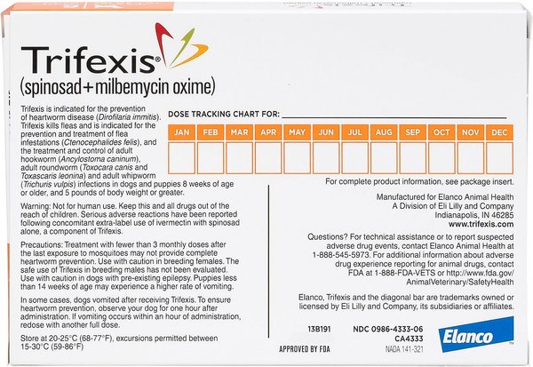 TRIFEXIS Chewable Tablet for Dogs, 10.1-20 lbs, (Orange Box) - Easy ...