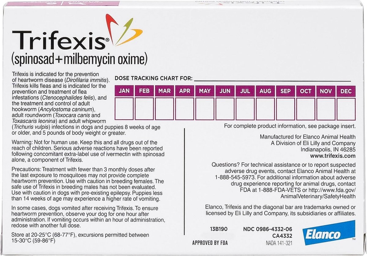 TRIFEXIS Chewable Tablet for Dogs, 5-10 lbs, (Magenta Box) - Easy ...