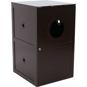 TRIXIE 2-Story Wooden Cat Litter Box Enclosure, Espresso - Chewy.com