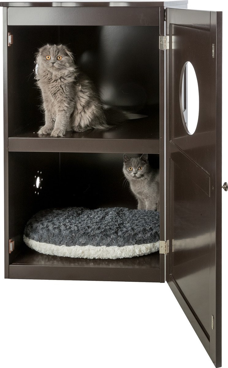 TRIXIE 2-Story Wooden Cat Litter Box Enclosure, Espresso - Chewy.com