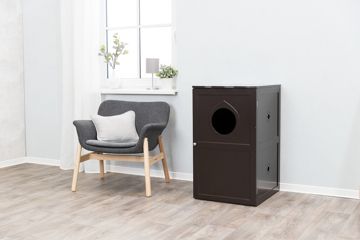 TRIXIE 2-Story Wooden Cat Litter Box Enclosure, Espresso - Chewy.com
