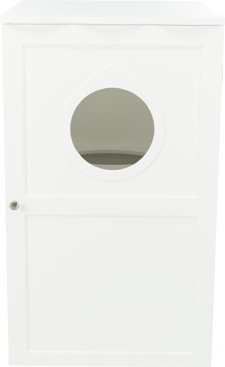 TRIXIE 2-Story Wooden Cat Litter Box Enclosure, White - Chewy.com