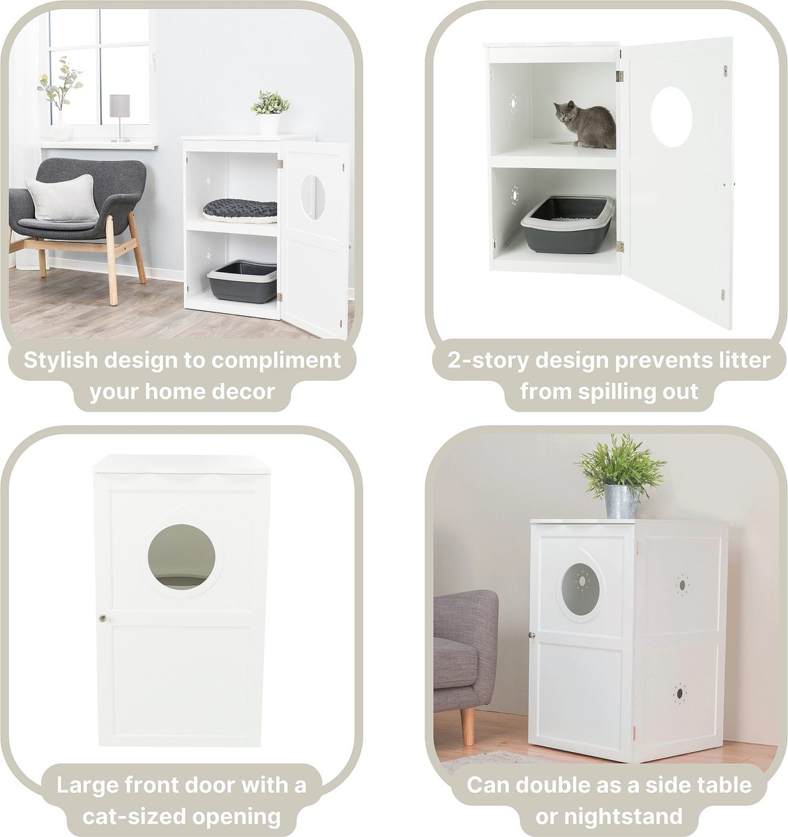 TRIXIE 2-Story Wooden Cat Litter Box Enclosure, White - Chewy.com