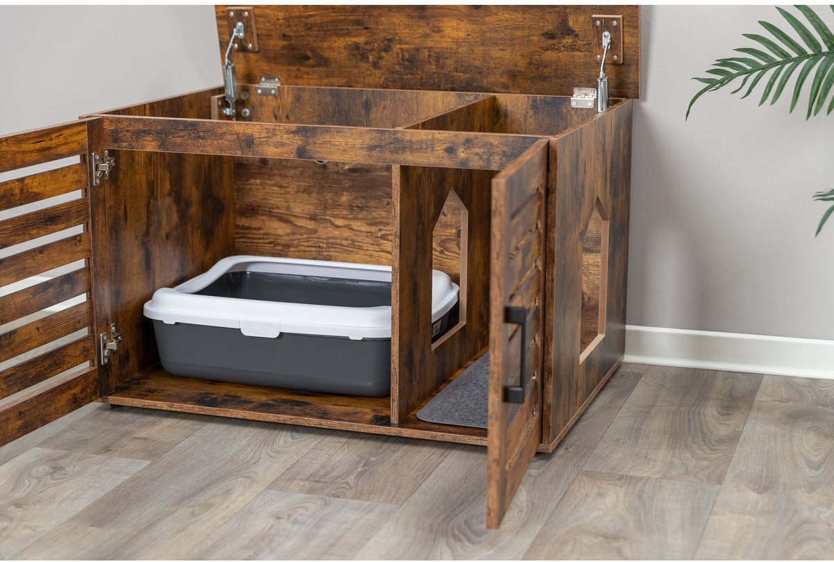 TRIXIE Farmhouse Wooden House Cat Litter Box Enclosure - Chewy.com
