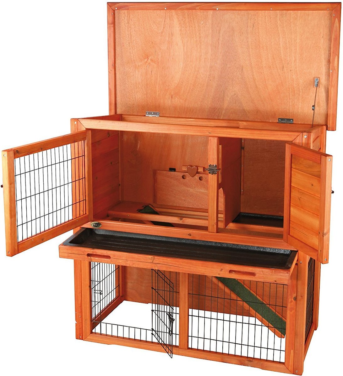 TRIXIE Natura Rabbit Hutch with Sloped Roof, Glazed Pine, Small - Chewy.com