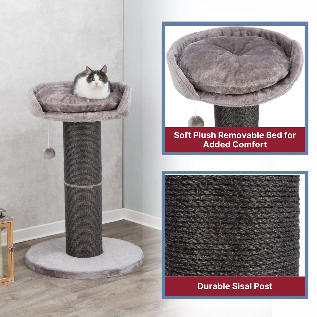 TRIXIE Pepino 35-in Plush Platform Cat Scratching Post - Chewy.com